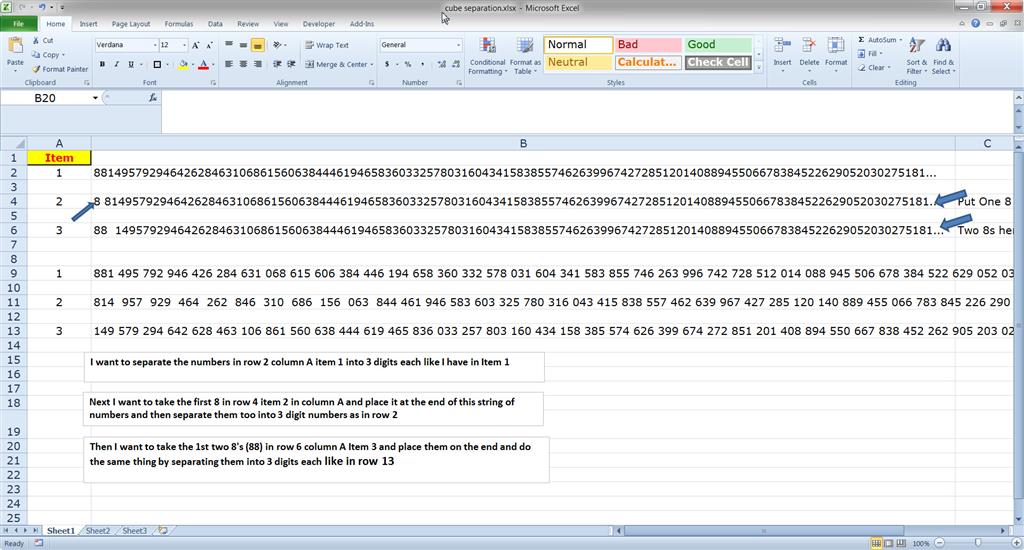 How can I separate this string of numbers into separate groups of 3 ...