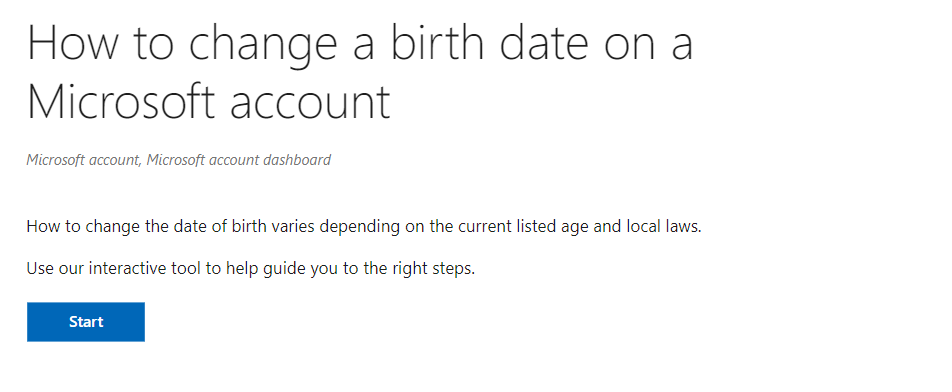 Can't change birth date on microsoft account - Microsoft Q&A