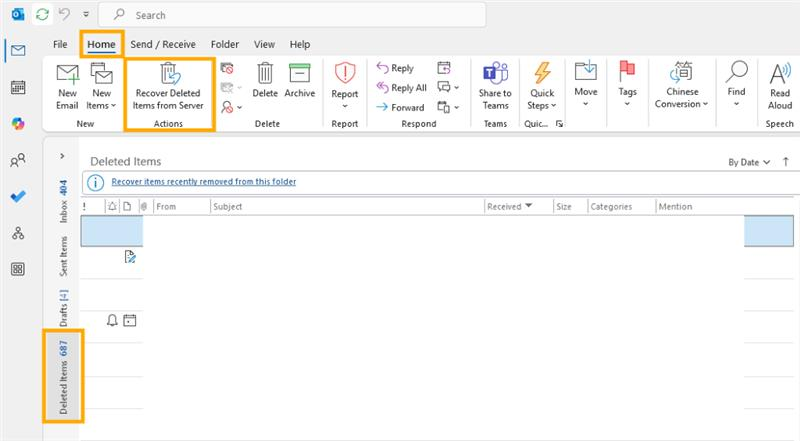 how to recover items deleted from Sent folder - Microsoft Q&A