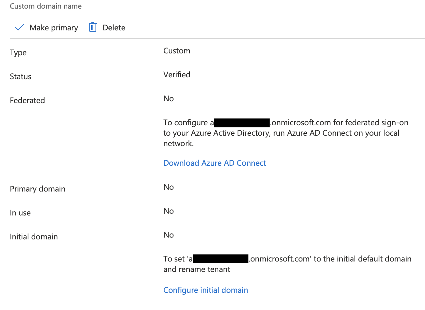 Unable to delete Custom Domain in Azure AD - Microsoft Q&A