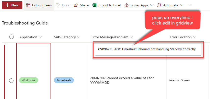 SharePoint Online - Edit in Gridview bug - Microsoft Q&A