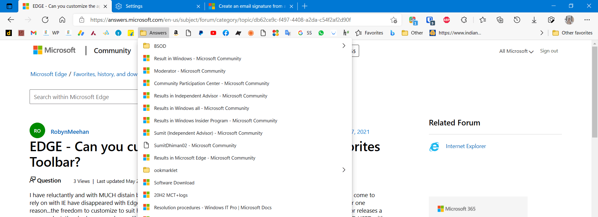EDGE - Can you customize the appearance of the Favorites Toolbar ...