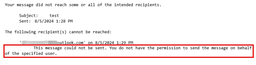 This message could not be sent. You do not have the permission to send ...