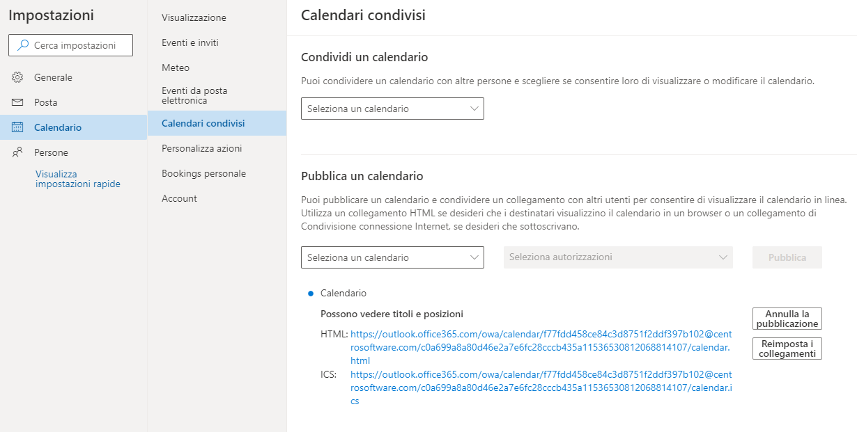 outlook web, ics link to publish calendar is not displayed - Microsoft Q&A