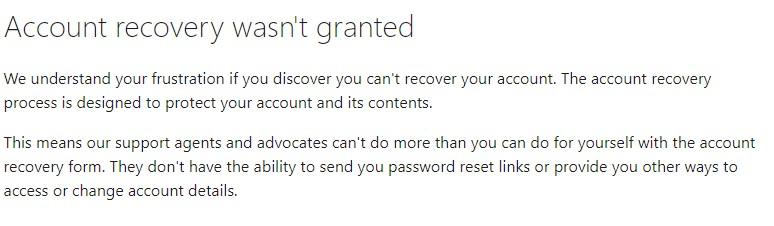 Recovery form - Microsoft Q&A
