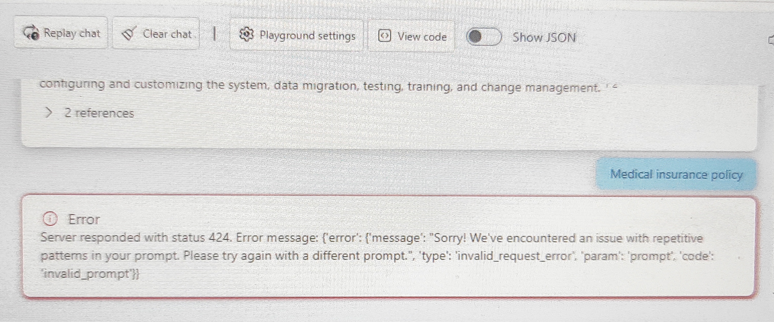 Server responded with a status 424 in Azure Open AI - Microsoft Q&A
