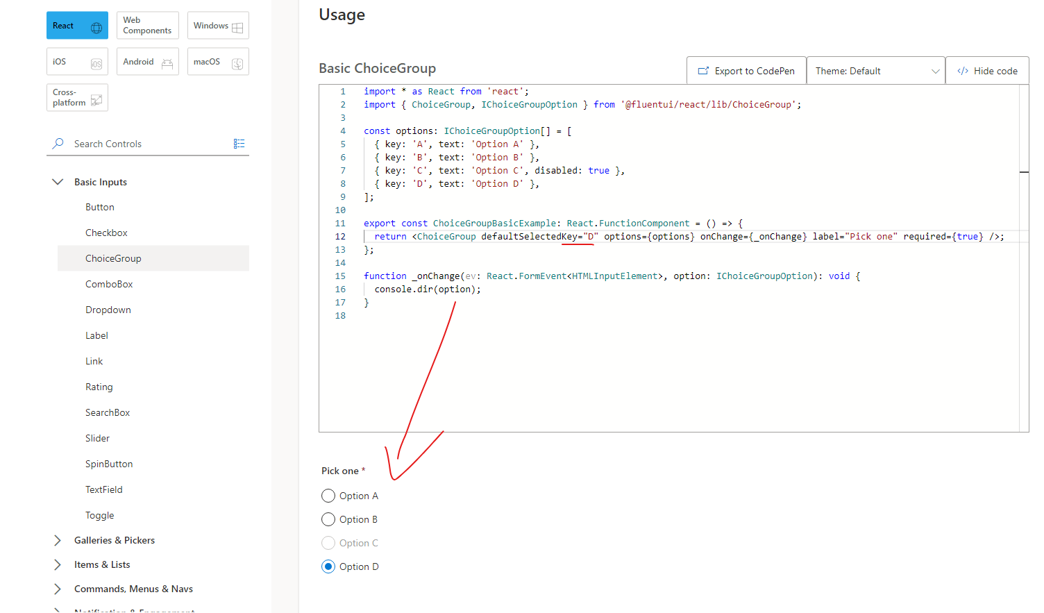 PropertyPaneChoiceGroup preselection(default) option doesn't work !!! - Microsoft Q&A
