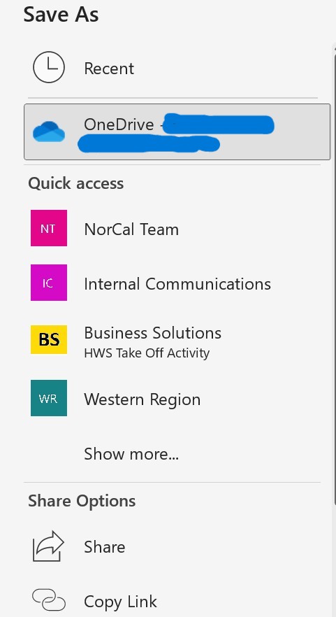 How to remove the Teams QUICK ACCESS option when you want to save a ...