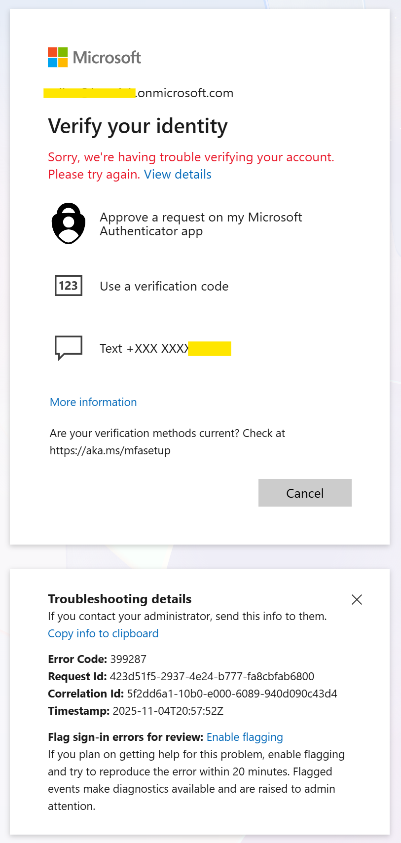 Problem with MFA authentication in my O365 developer subscription ...