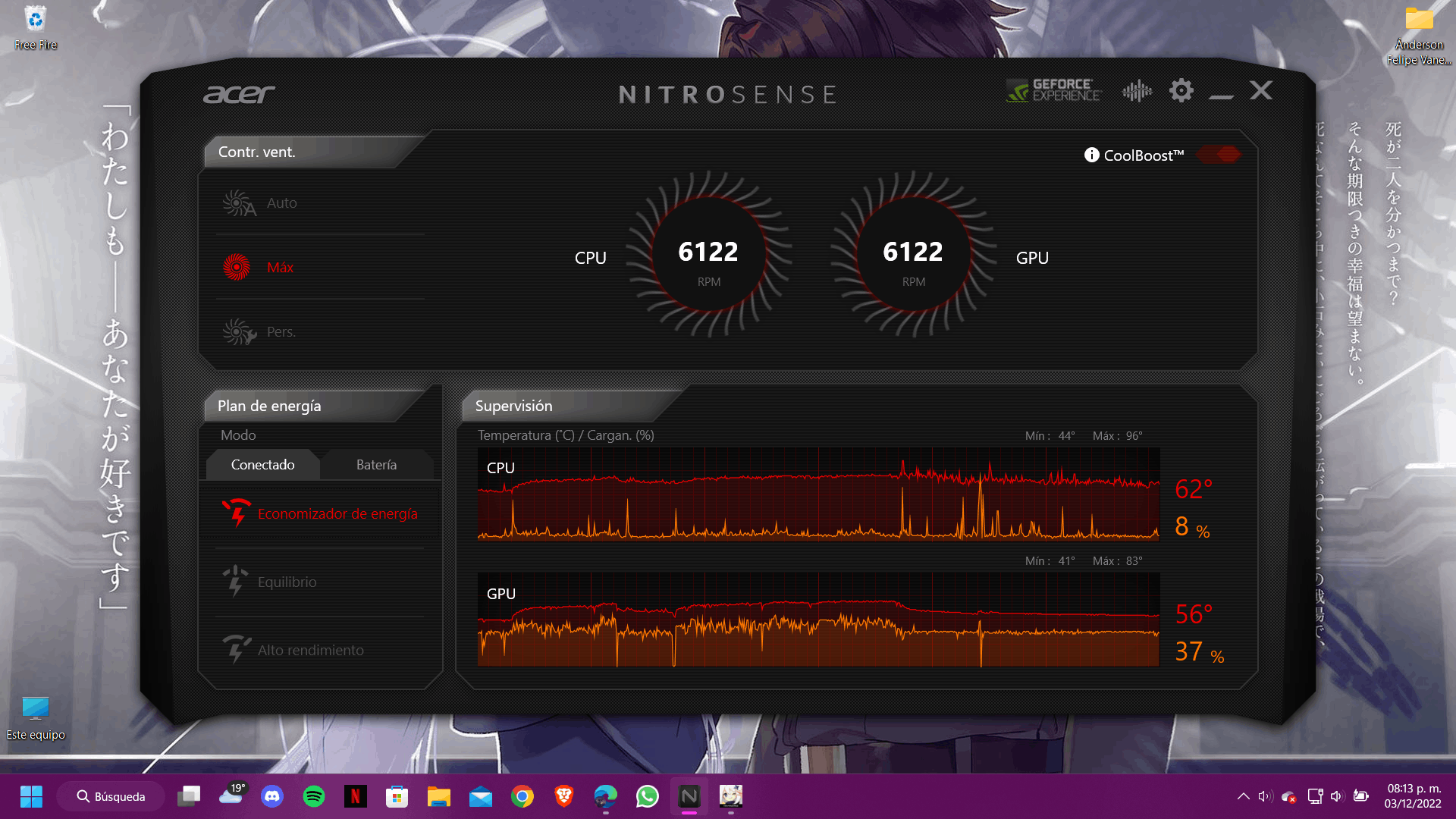 NitroSense cambia automáticamente el plan de energía. - Microsoft Q&A