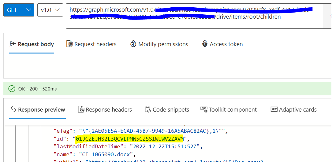Unable to list children of a driveItem - Graph API - Microsoft Q&A