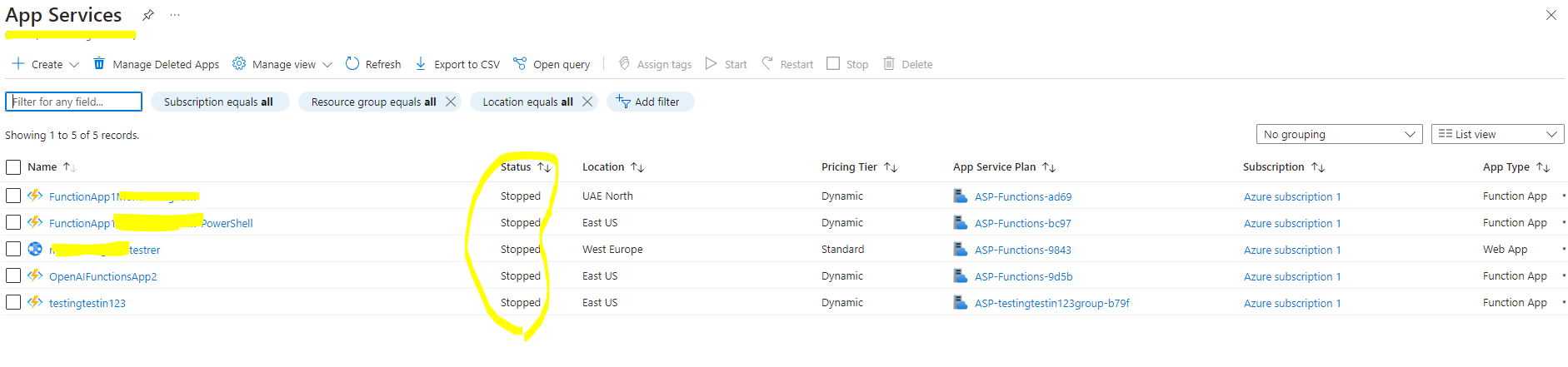 why i am been charged for "Azure App Service" while i do not have any ...