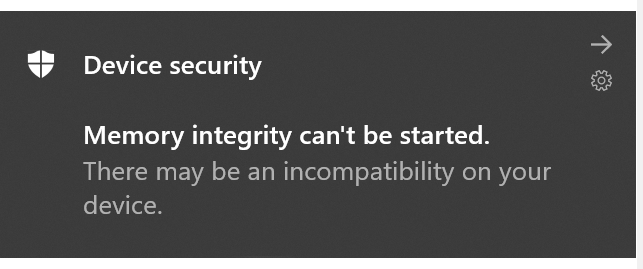 Can't turn on memory integrity in Windows 10 - Microsoft Q&A