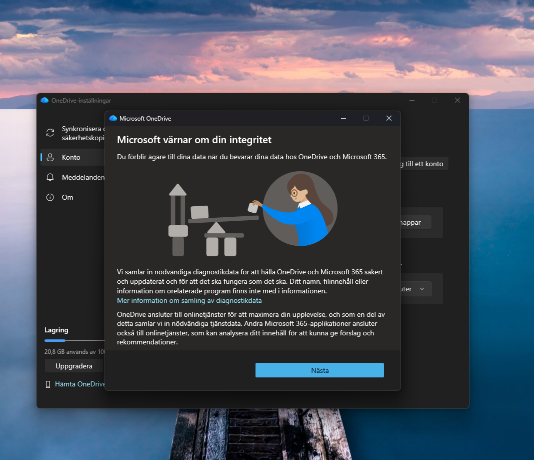 My onedrive icon have a blue circle with an i, but what i do it won't ...