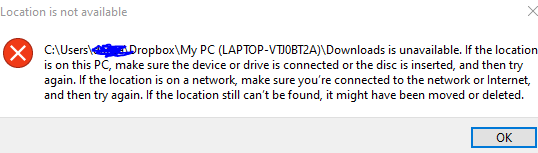 My download folder is not working, it keeps showing this "location is ...