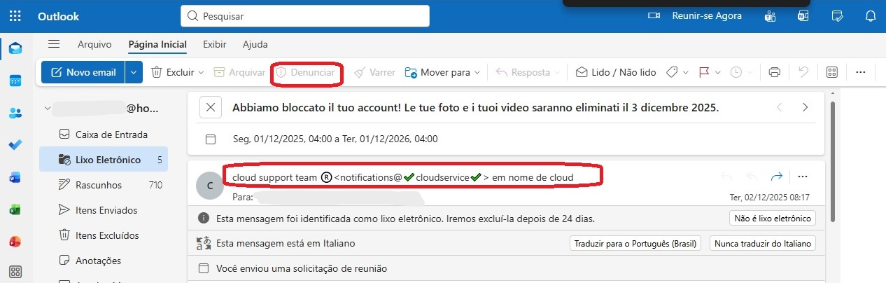 Tenho recebido e-mails de phishing com remetentes falsos no meu e-mail ...