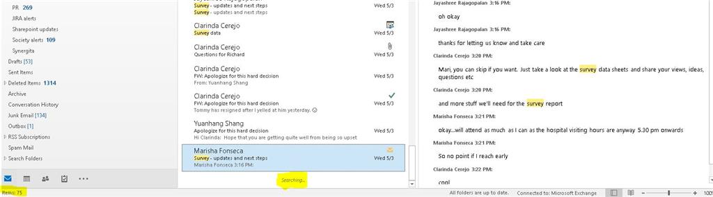 Outlook 2016 instant search shows only 75 email items. - Microsoft Q&A