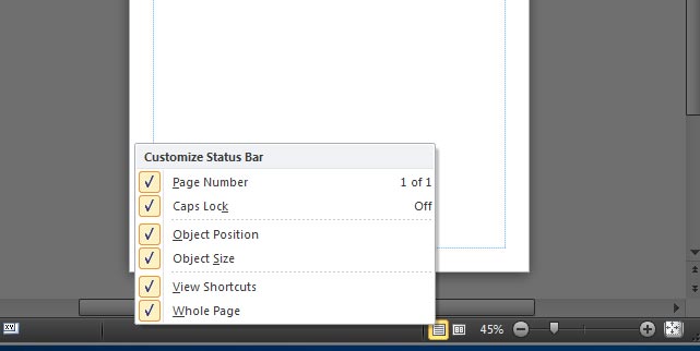 Zoom slider and customize stattus bar in Publisher 365 - Microsoft Q&A