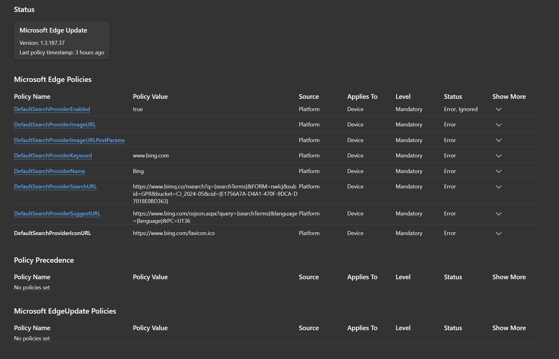 "Microsoft Edge is being managed by your Organization" on a personal ...
