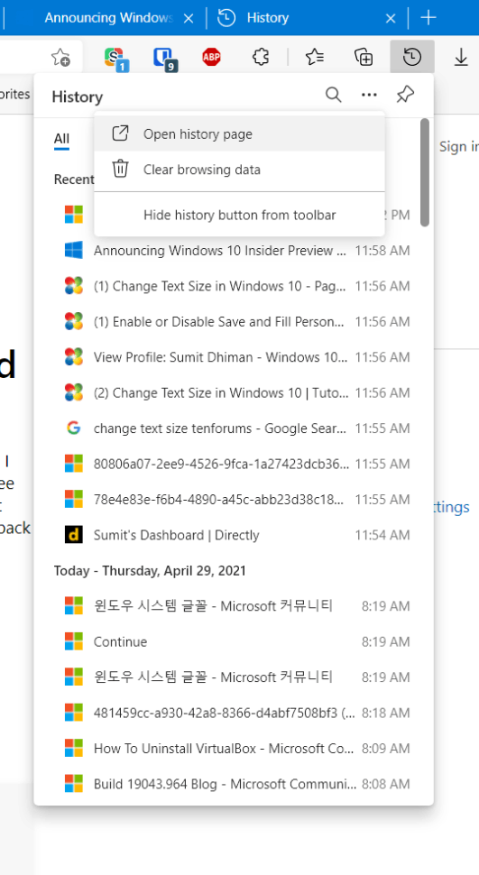 How to see a full recent browsing history / recently closed tabs - and ...