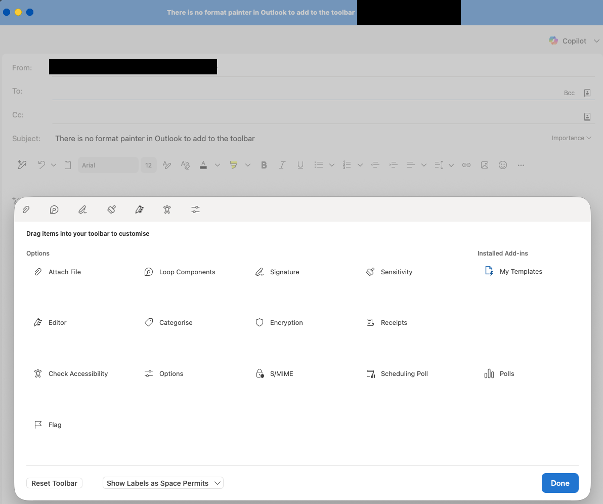Where is the Format painter on the new outlook for Mac - Microsoft Q&A