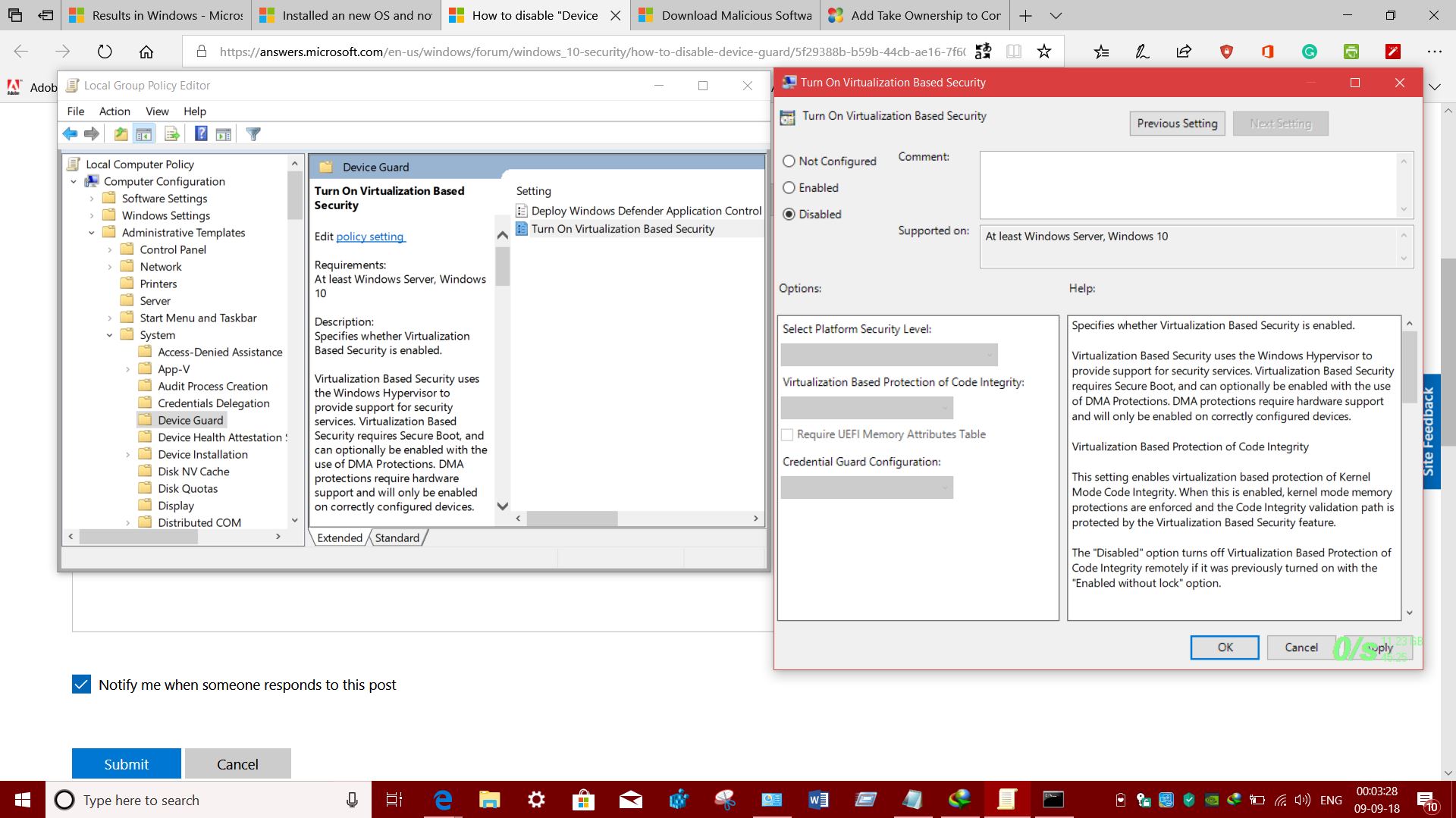How to disable "Device Guard" - Microsoft Q&A