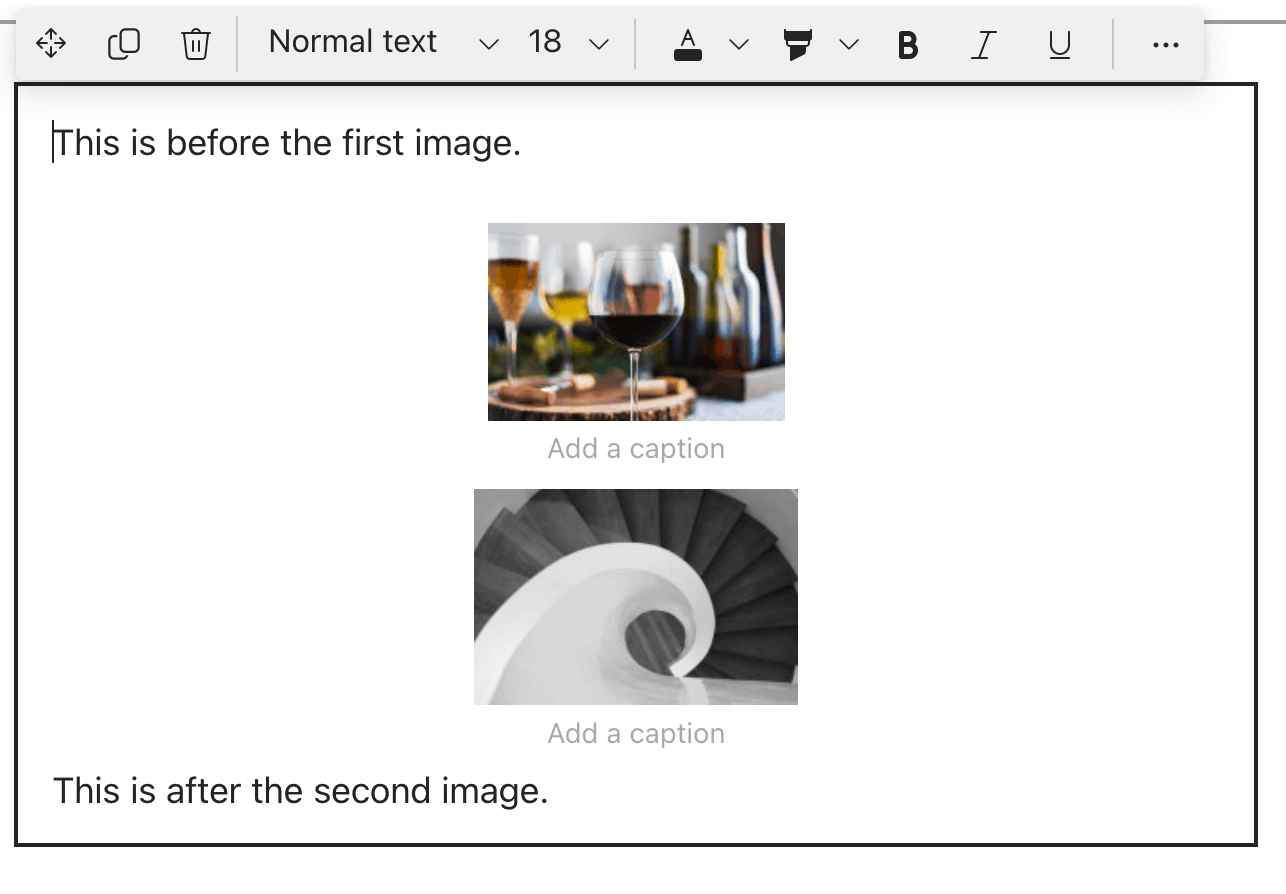 Add text between images in a SharePoint text web part - Microsoft Q&A