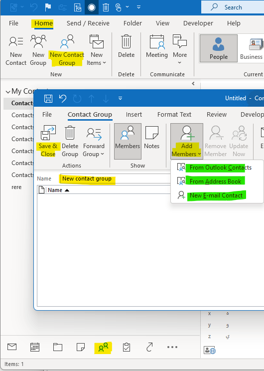 How do I create a new contact group in Outlook? - Microsoft Q&A