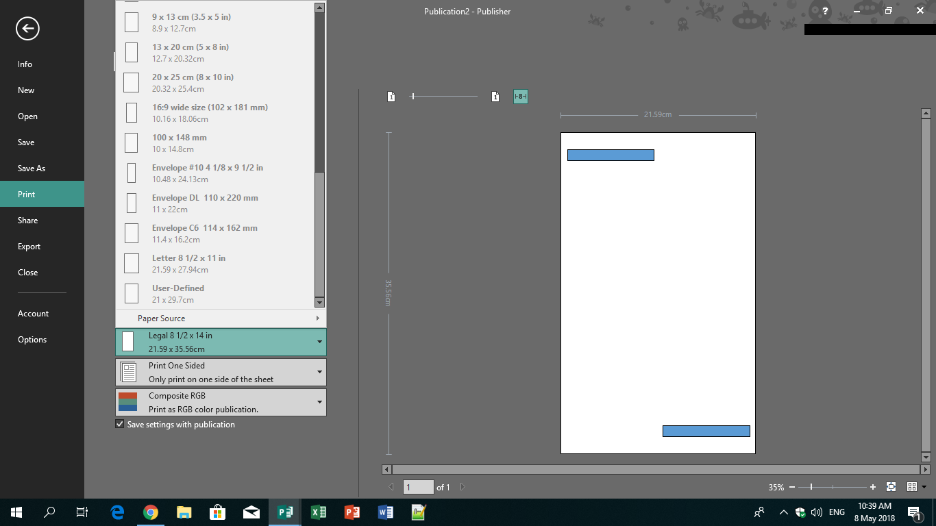 Publisher - Unable to print custom paper size of 8.5 x 13 - Microsoft Q&A