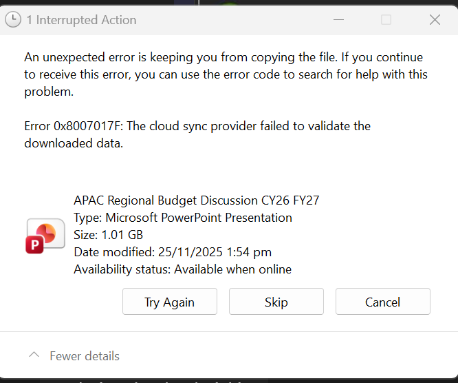 Unable to open a file from Sharepoint (Error: 0x8007017F) - Microsoft Q&A