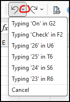 Using undo on 'active' Excel spreadsheet, leaving others alone ...