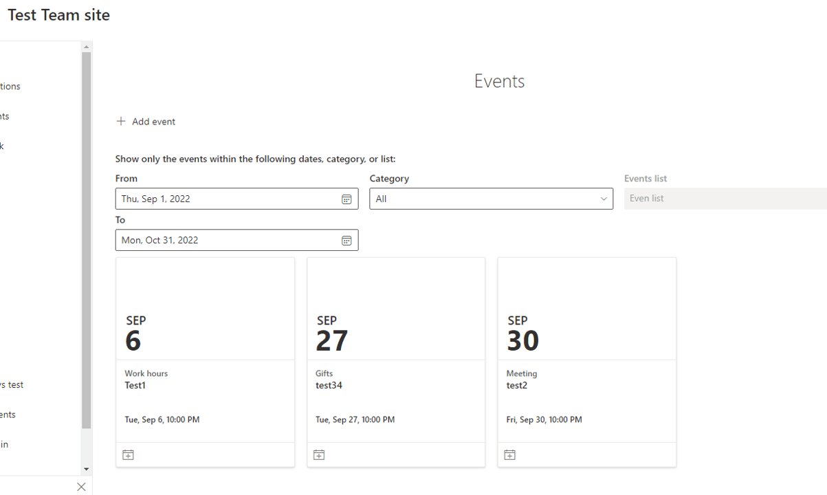 SharePoint Events web part and see all page - Microsoft Q&A