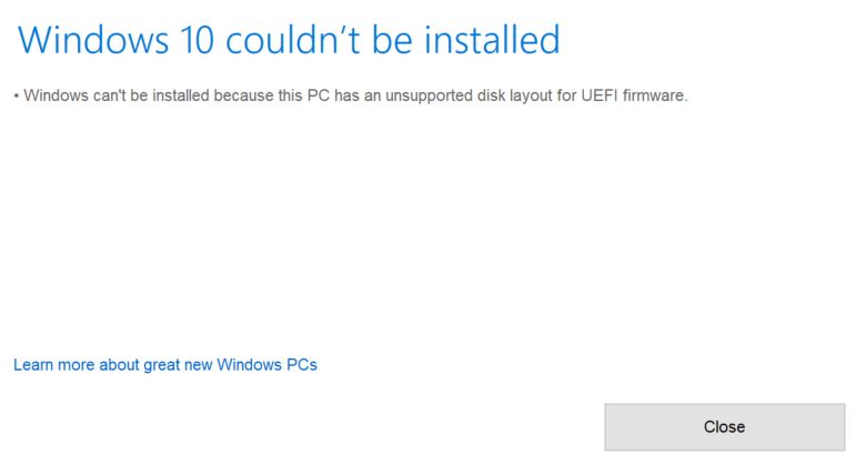 Cant update Windows 10 because UEFI error - Microsoft Q&A