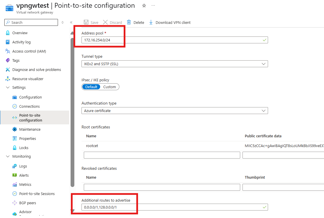 Route internet traffic through P2S VPN - Microsoft Q&A