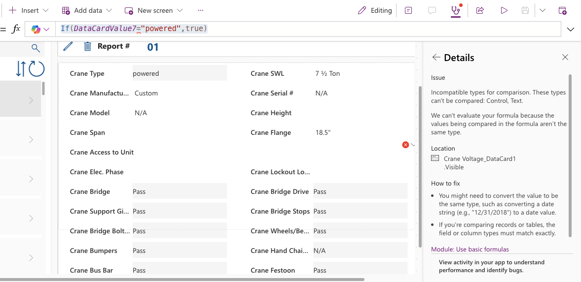 Help with Using IF Function to Change Visible Power Apps Cards - Microsoft Q&A