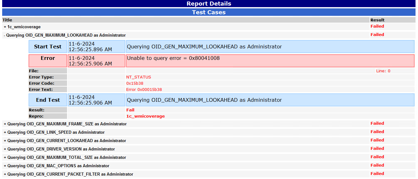 HLK Testing for WDF Network Card - Microsoft Q&A