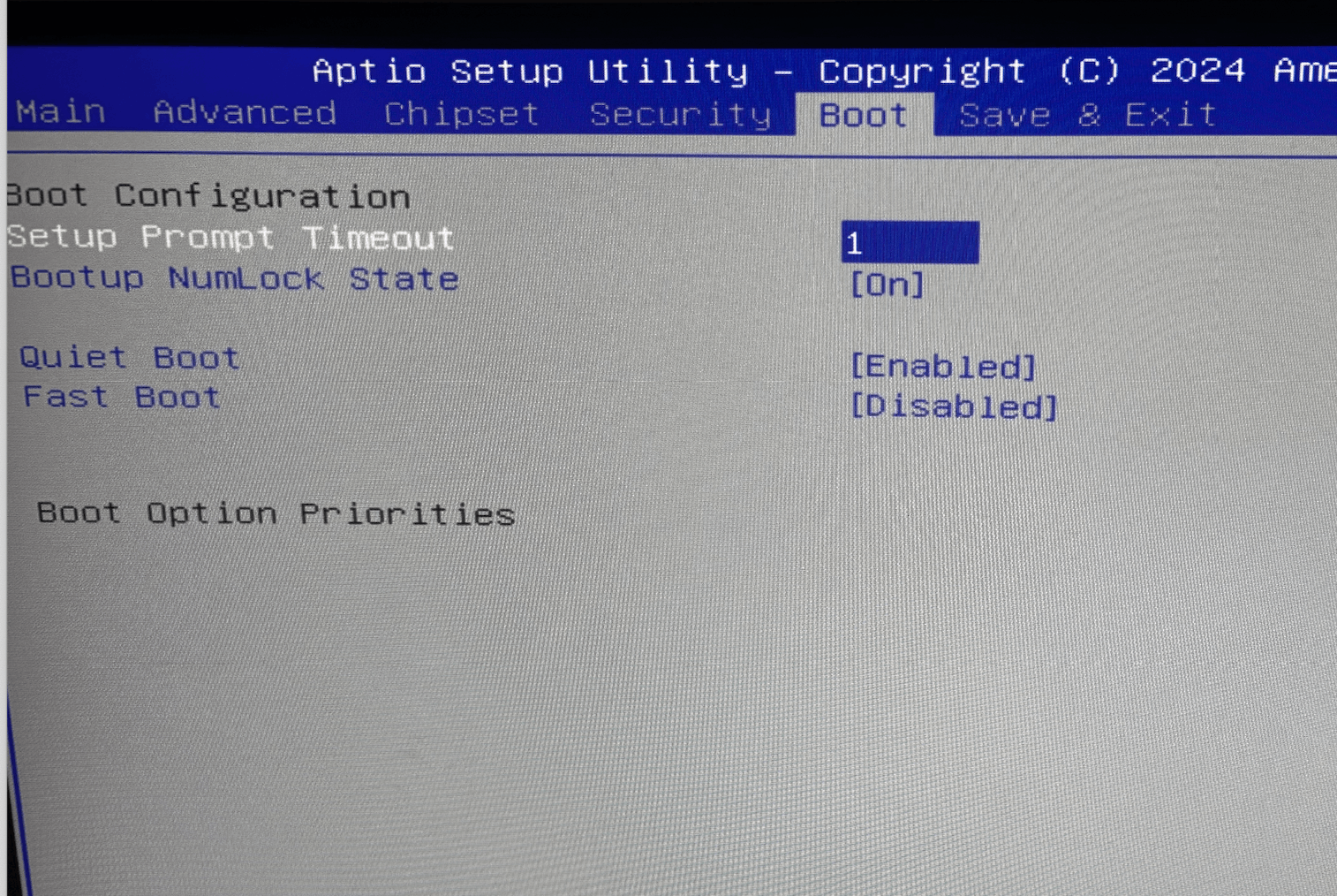 Aptio Setup Utility Copytright 2024 (version 2.18.1263) - Microsoft Q&A