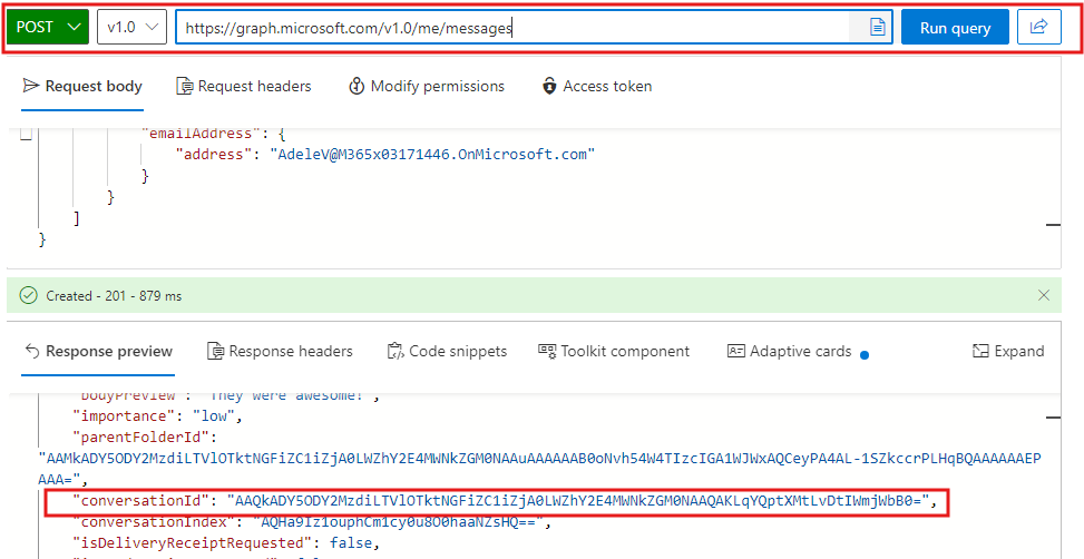 How can i follow email threads? How can i get conversationId ...