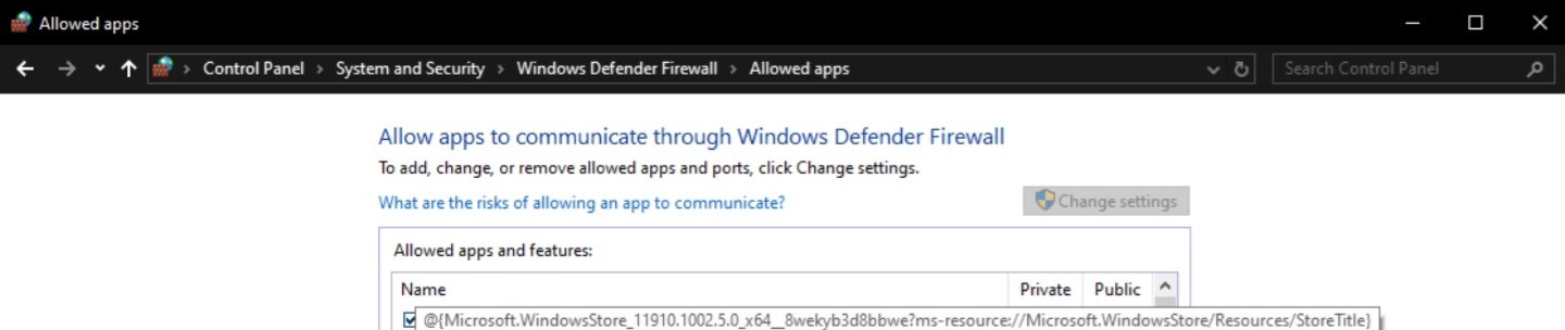 "ms store" allowed in Windows Firewall. - Microsoft Q&A