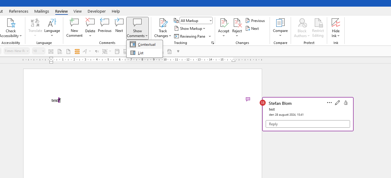 'show comments' greyed out in 'all markup'. - Microsoft Q&A