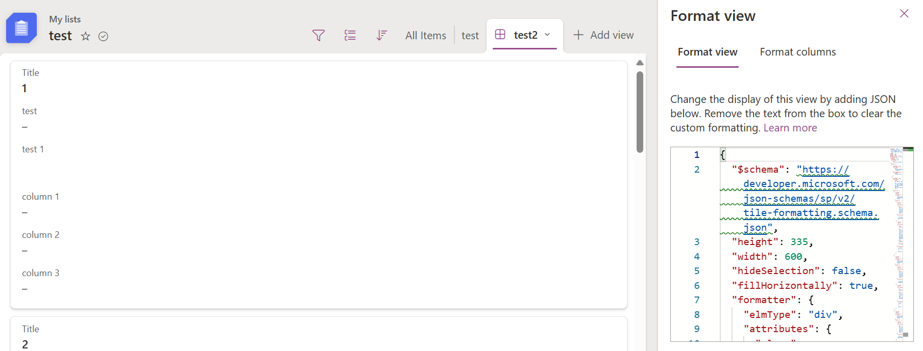 Using the card/tile look and feel but as a list form (SharePoint and custom JSON) - Microsoft Q&A