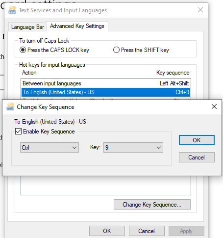 Hot key for input languages - Microsoft Q&A