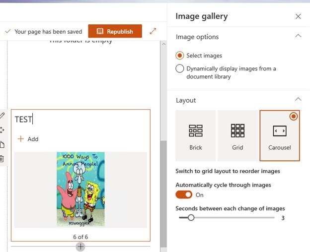 Photo Carousel is not automatically rotating on SharePoint 365 ...