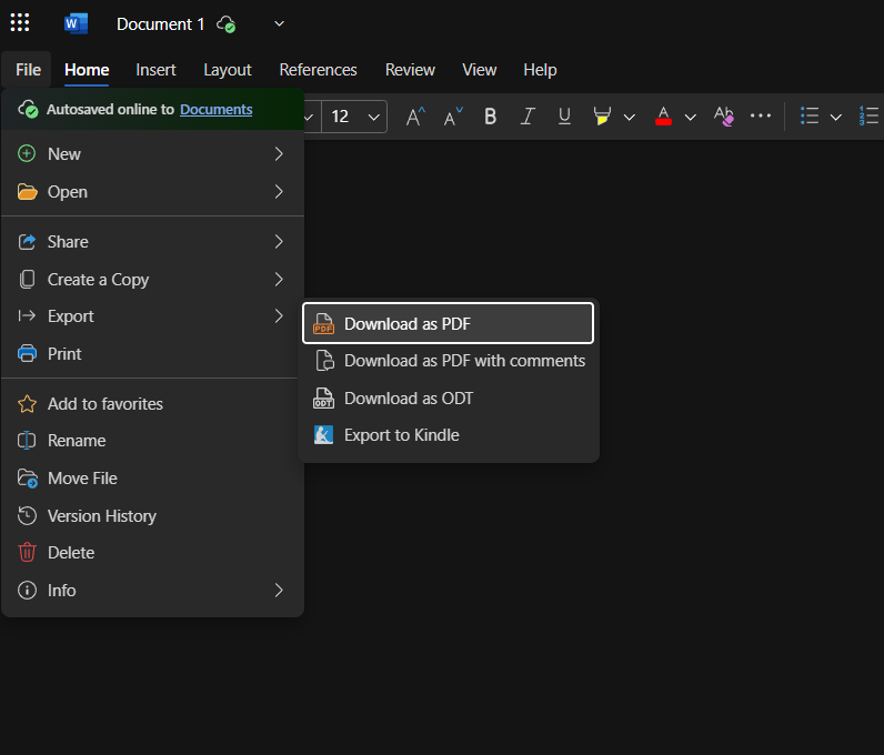 Why does my Word suddenly not allow save to PDF or Print, and "Export ...