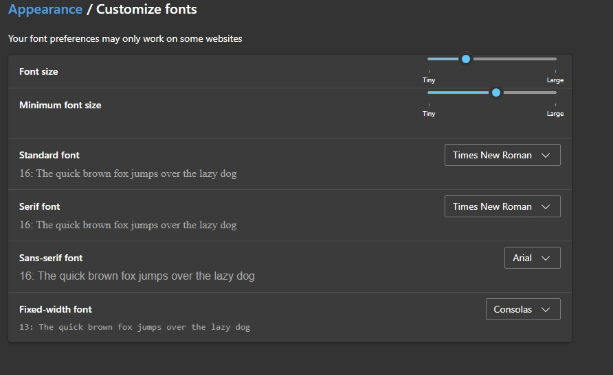 Edge in Windows 10 automatically changed my font. How to I change the ...