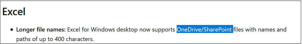 Did Microsoft roll back the Long File Names support in Excel ...