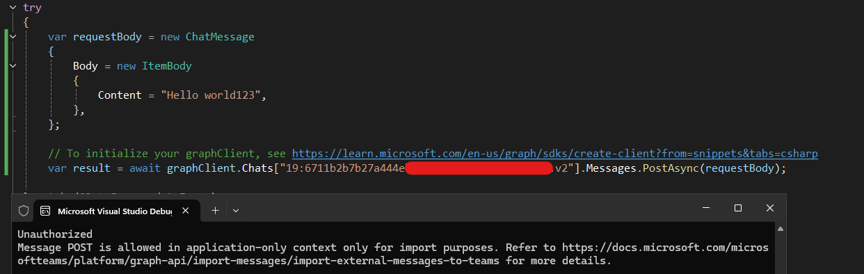 TEAMS 's CHATMESSAGE - Microsoft Q&A