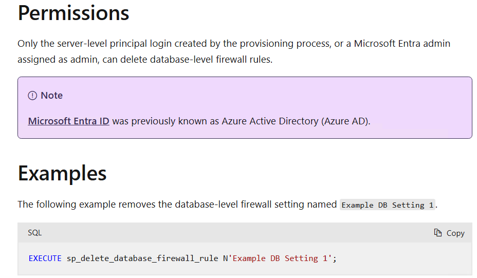 Unable to delete the IP firewall configurations as they are garyed out in Azure SQL server ...