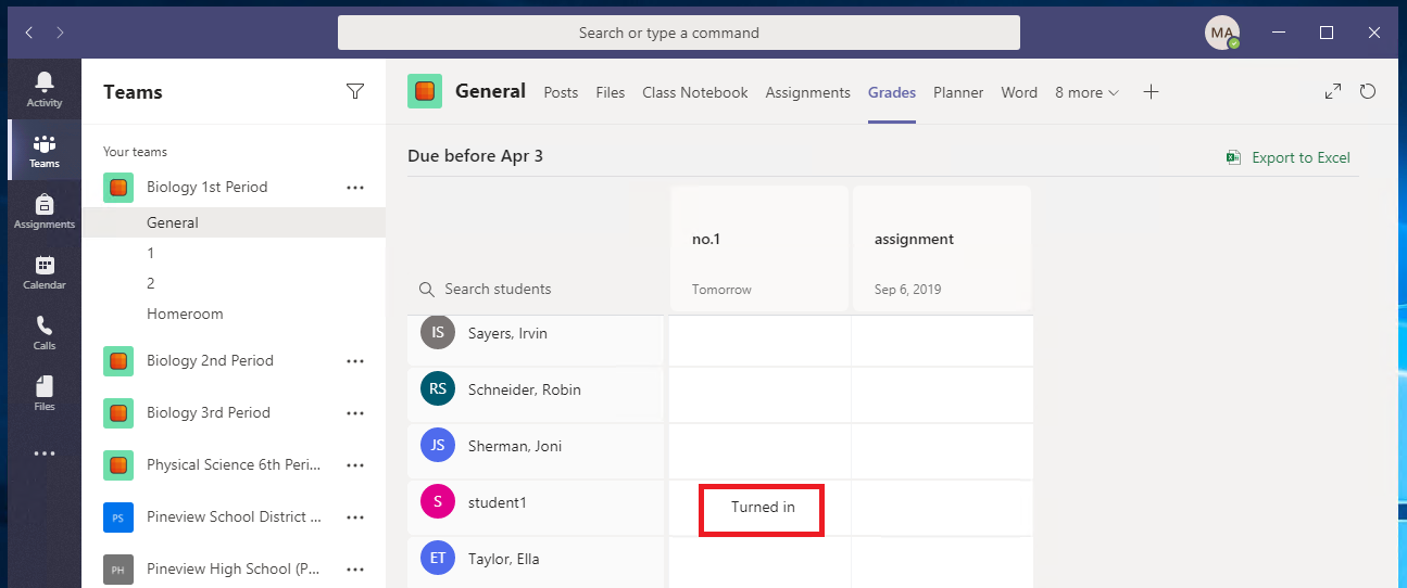 Viewing the student work in TEAMS - Microsoft Q&A