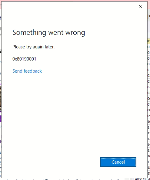 Microsoft Office Login Error 0x80190001 - Microsoft Q&A